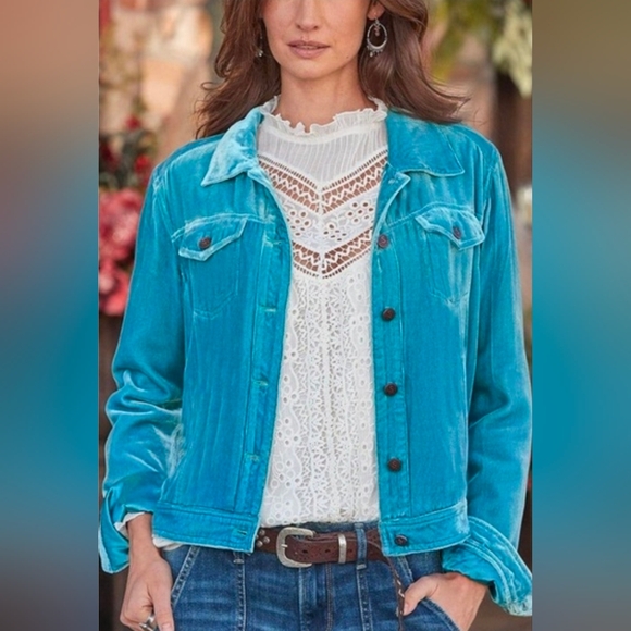 Sundance | Jackets & Coats | Sundance Turquoise Velvet Jacket | Poshmark